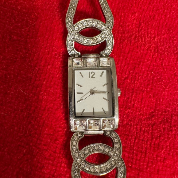 Accessories | Silver Dress Watch With Intricate Band And Sparkling Face ...